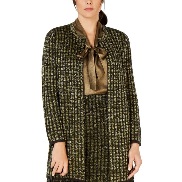 Kasper | Sweaters | Kasper Womens Metallic Openfront Long Cardigan ...